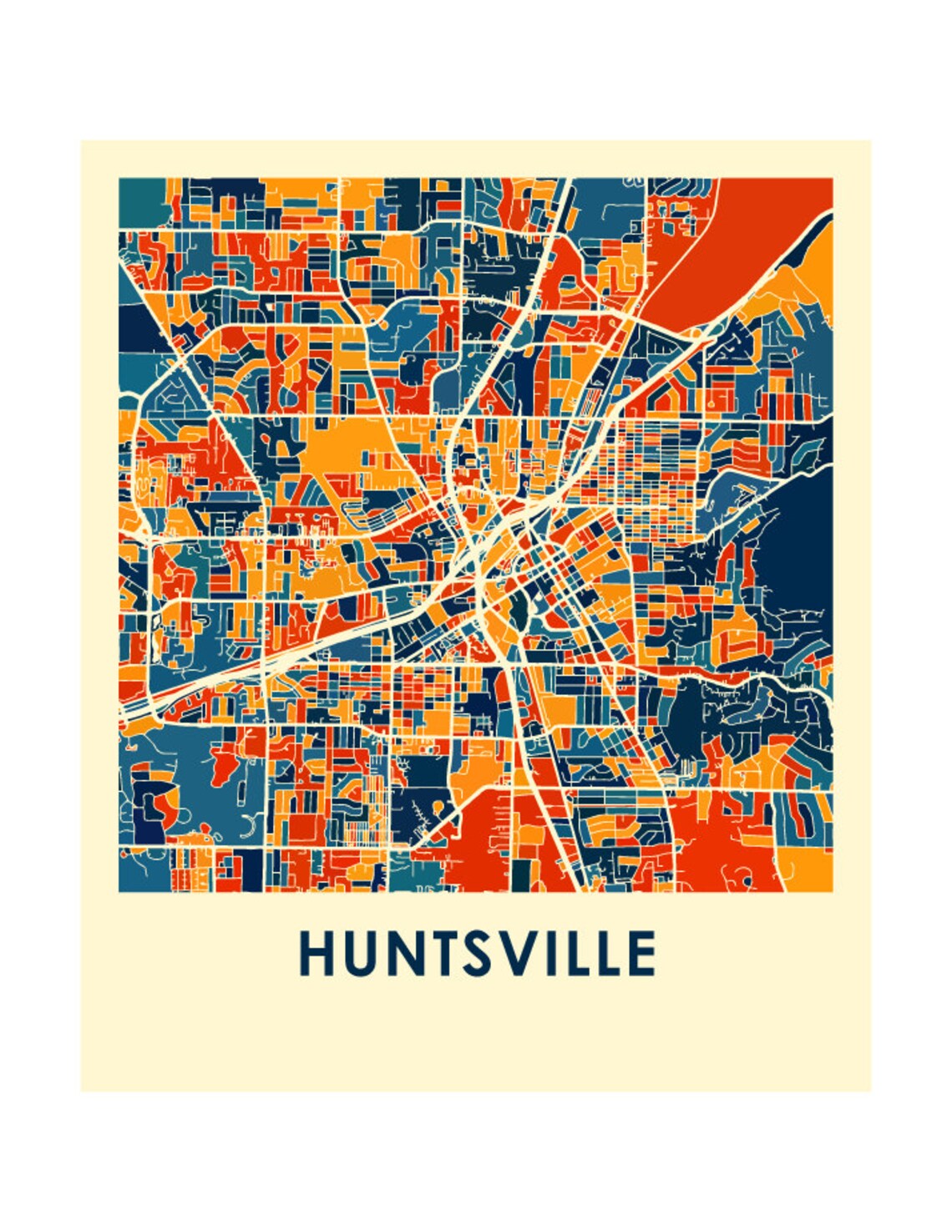 Huntsville Map Print Full Color Map Poster | Etsy