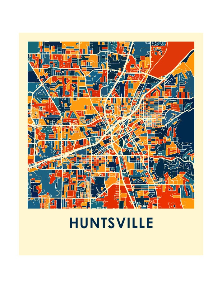 Huntsville Map Print Full Color Map Poster | Etsy