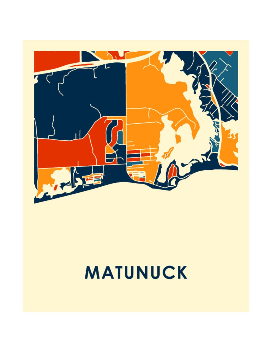 Matunuck Map Print Full Color Map Poster | Etsy
