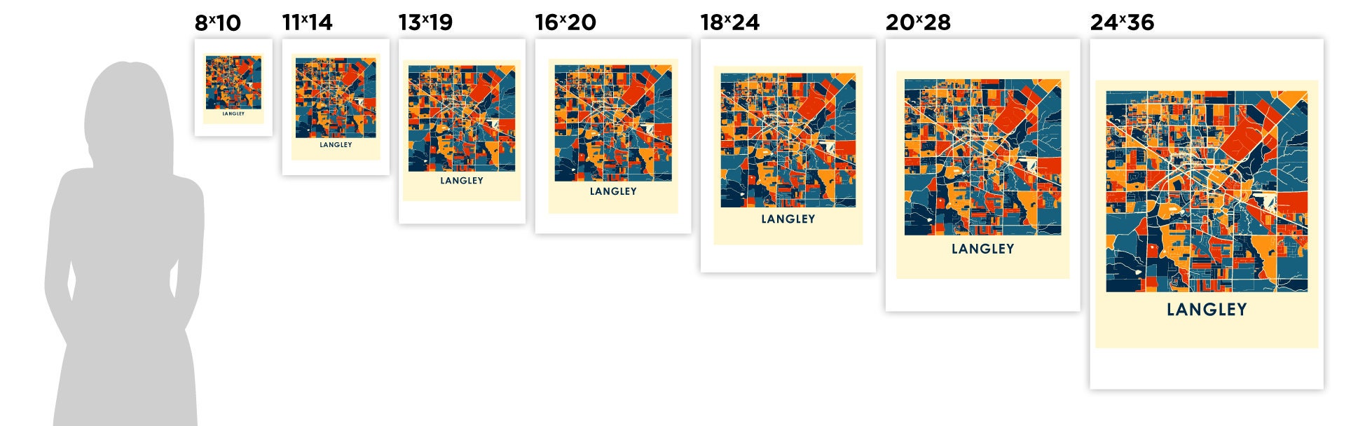 Langley British Columbia Map Print Full Color Map Poster - Etsy