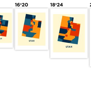 Utah Map Print - Full Color Map Poster - Etsy
