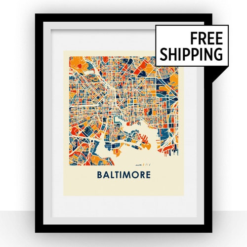 Baltimore Map Print Full Color Map Poster - Etsy
