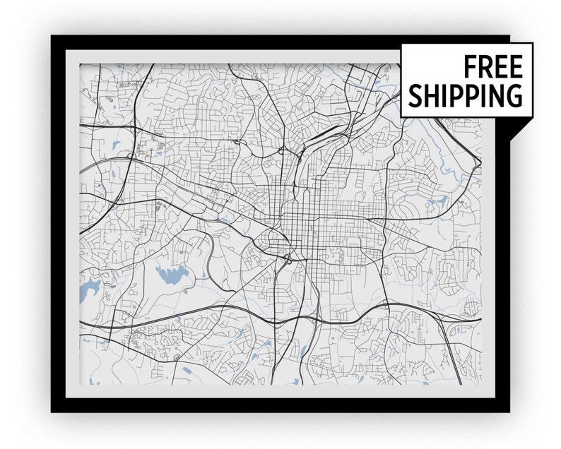 Raleigh Map Print - Choose Your Color - Etsy