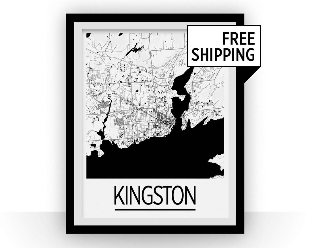 Kingston Map Poster - Ontario Map Print - Art Deco Series - Etsy