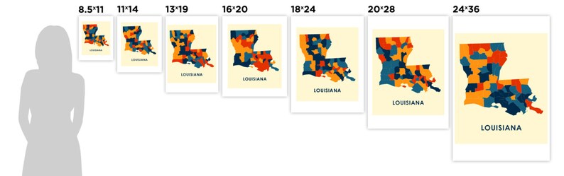 Louisiana Map Print Full Color Map Poster - Etsy