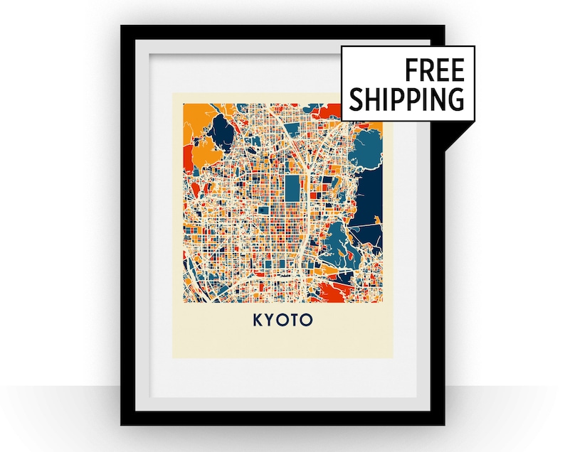 Kyoto Map Print Full Color Map Poster - Etsy