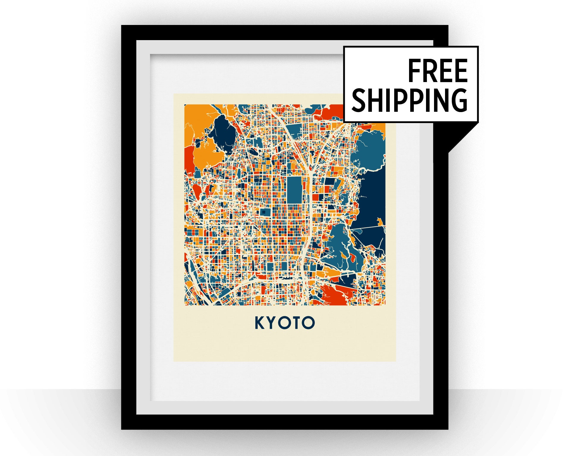 Kyoto Map Print Full Color Map Poster - Etsy