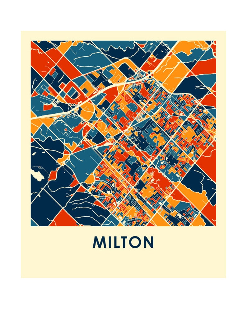 Milton Ontario Map Print Full Color Map Poster - Etsy