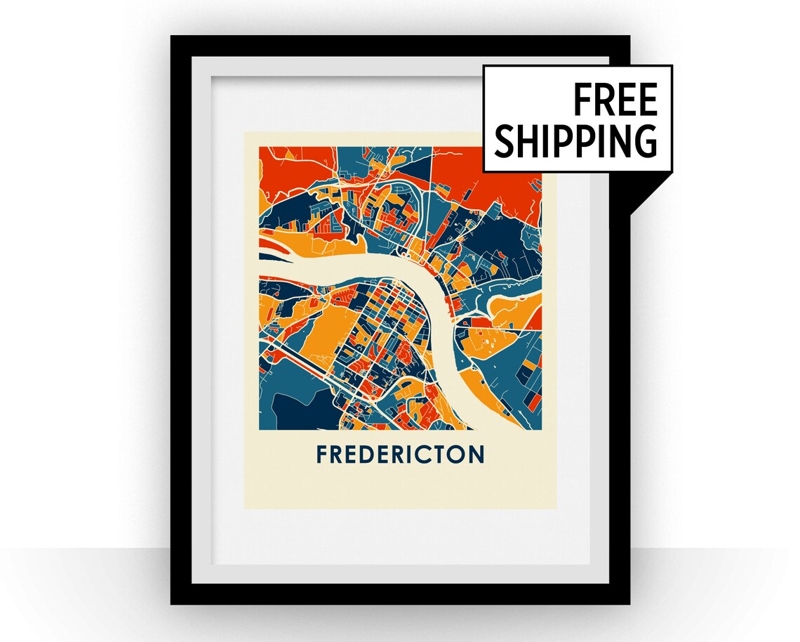 Fredericton Map Print - Full Color Map Poster - Etsy
