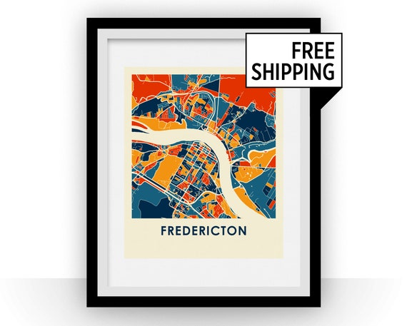 Fredericton Map Print Full Color Map Poster | Etsy