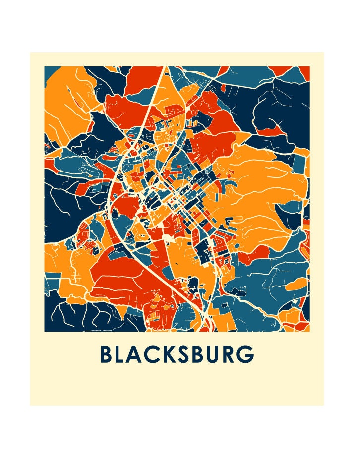 Blacksburg Map Print Full Color Map Poster - Etsy