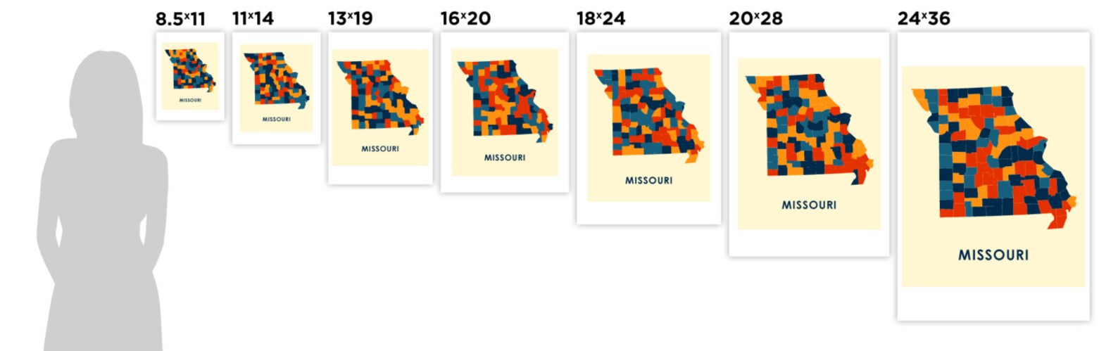 Missouri Map Print Full Color Map Poster - Etsy