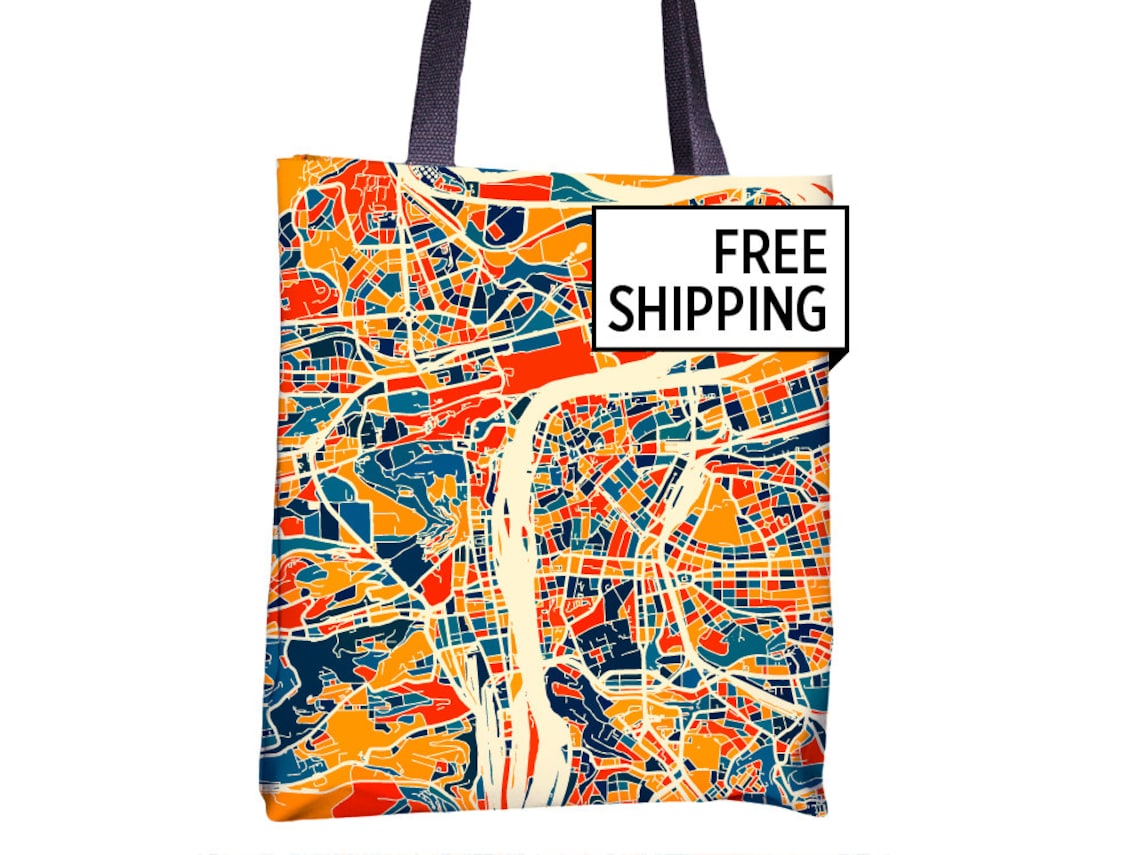 Prague Map Tote Bag Czech Map Tote Bag 15x15 - Etsy