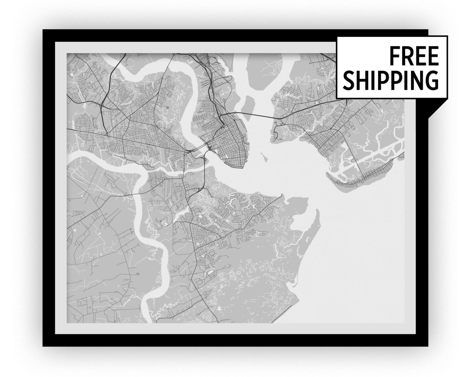 Charleston Map Print - Choose Your Color - Etsy