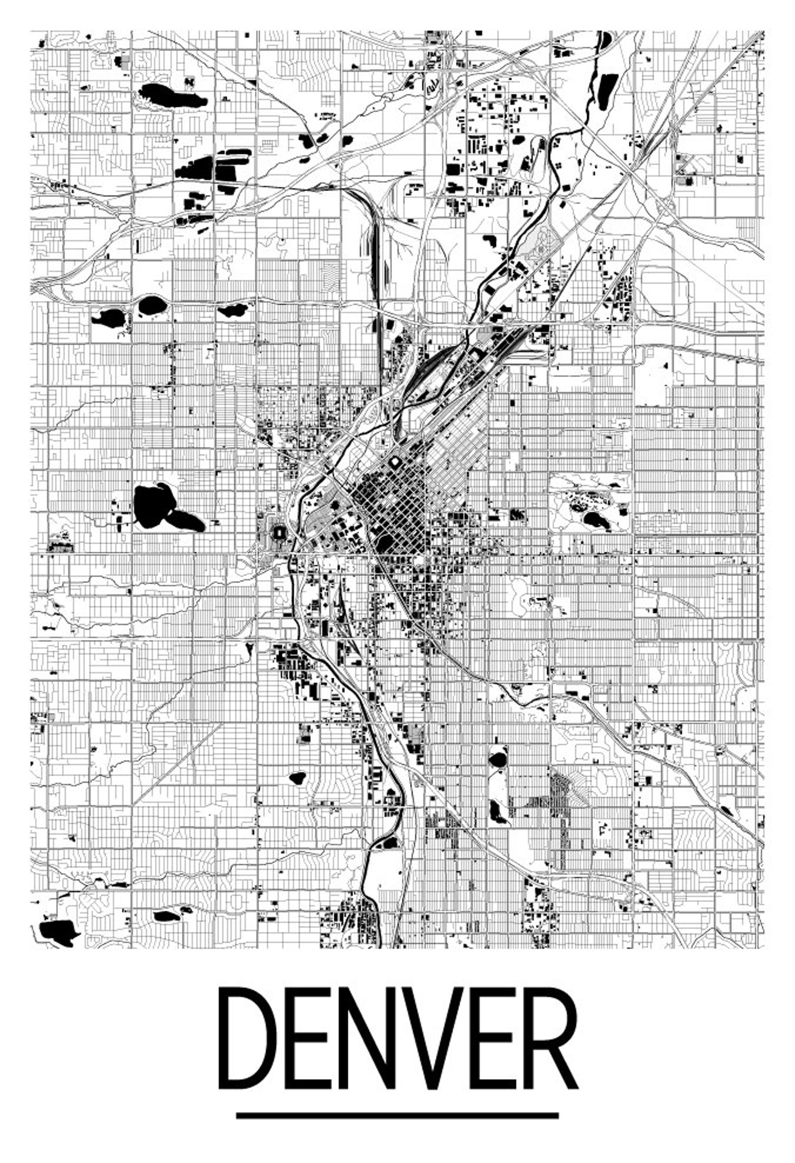 Denver Map Poster Usa Map Print Art Deco Series - Etsy