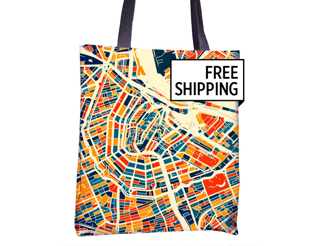 Amsterdam Map Tote Bag Netherland Map Tote Bag 15x15 - Etsy