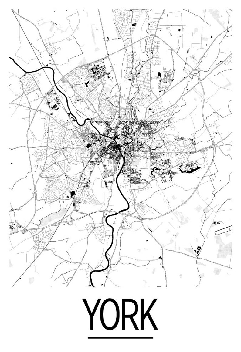 York Map Poster Uk Map Print Art Deco Series | Etsy