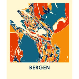 Bergen Map Print - Full Color Map Poster - Etsy