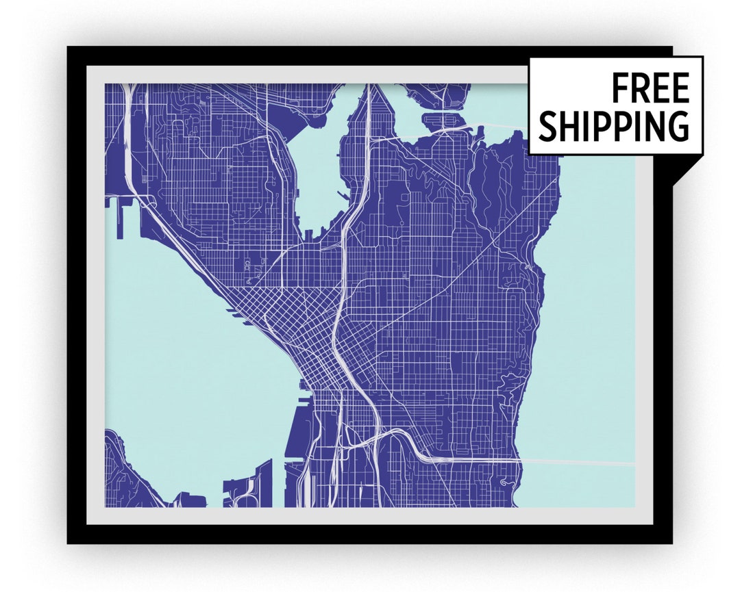 Seattle Map Print - Any Color You Like - Etsy