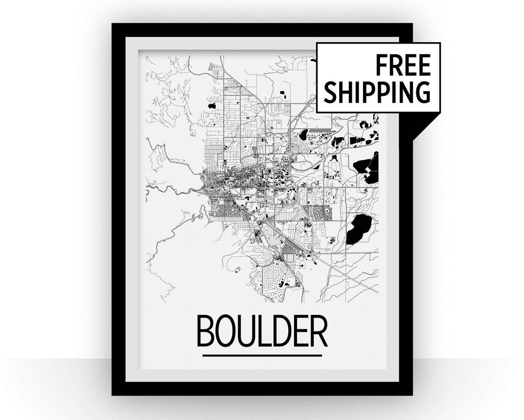 Boulder Map Poster - Colorado Map Print - Art Deco Series - Etsy