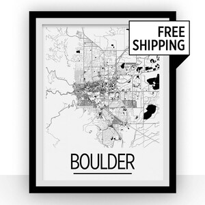 Boulder Map Poster - Colorado Map Print - Art Deco Series - Etsy