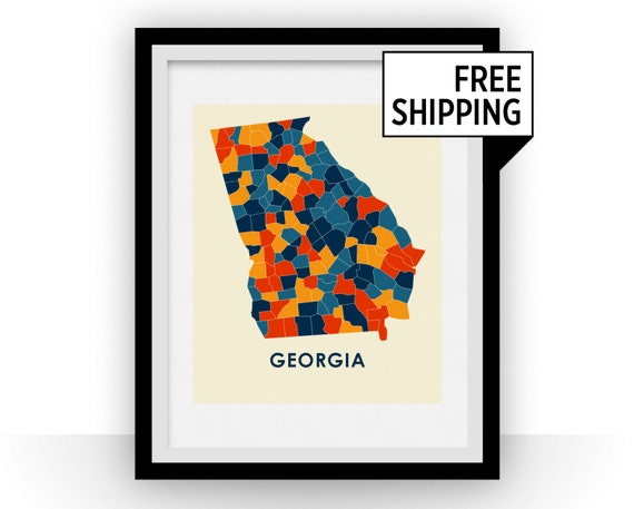 Georgia Map Print Full Color Map Poster | Etsy