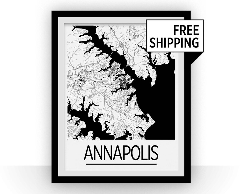 Annapolis Map Poster Maryland Map Print Art Deco Series - Etsy