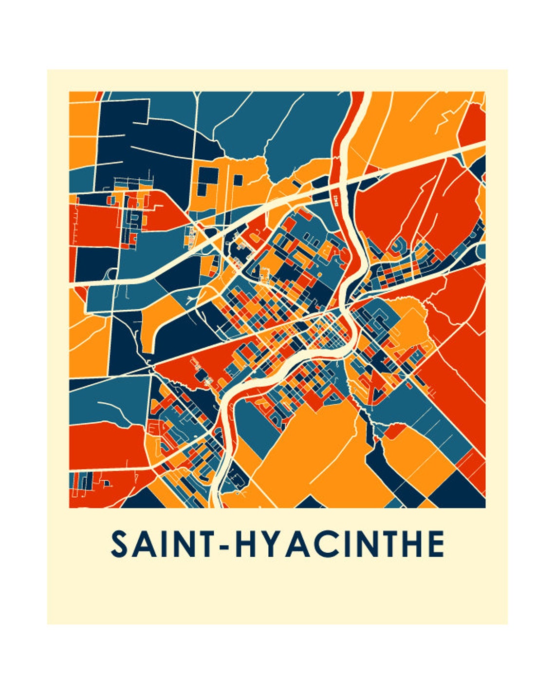 Saint Hyacinthe Quebec Map Print Full Color Map Poster - Etsy