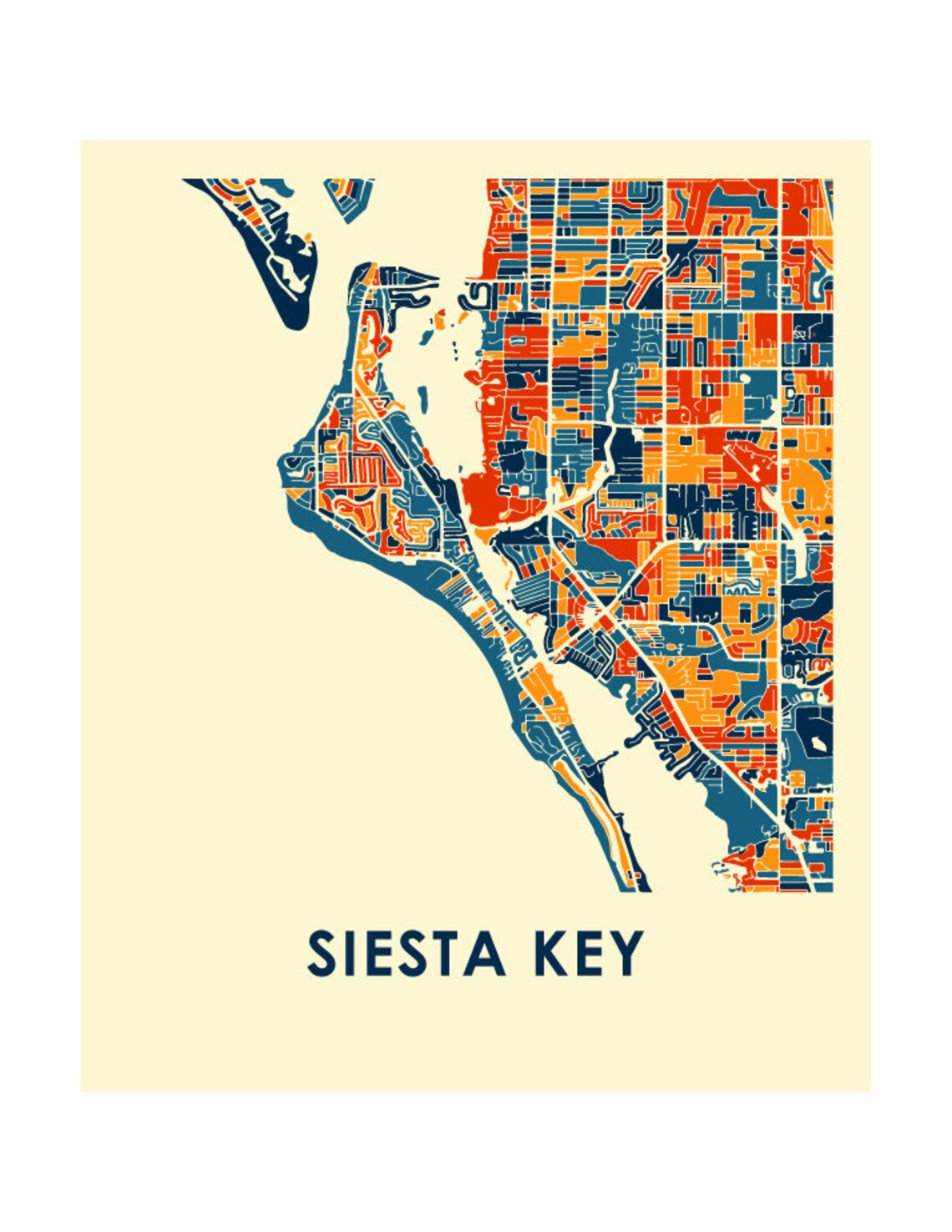 Siesta Key Map Print - Full Color Map Poster - Etsy