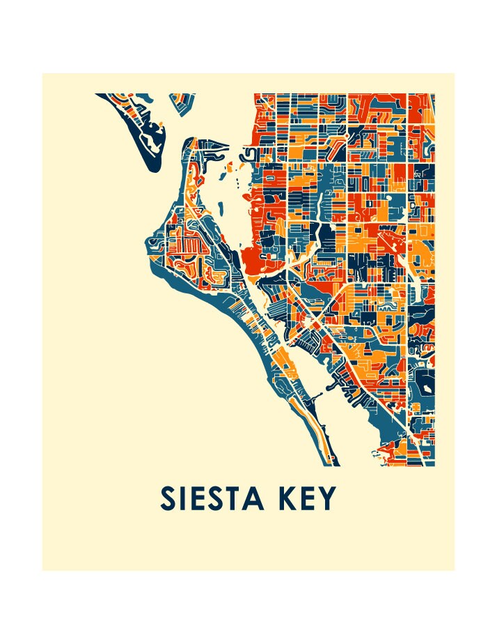 Siesta Key Map Print - Full Color Map Poster - Etsy