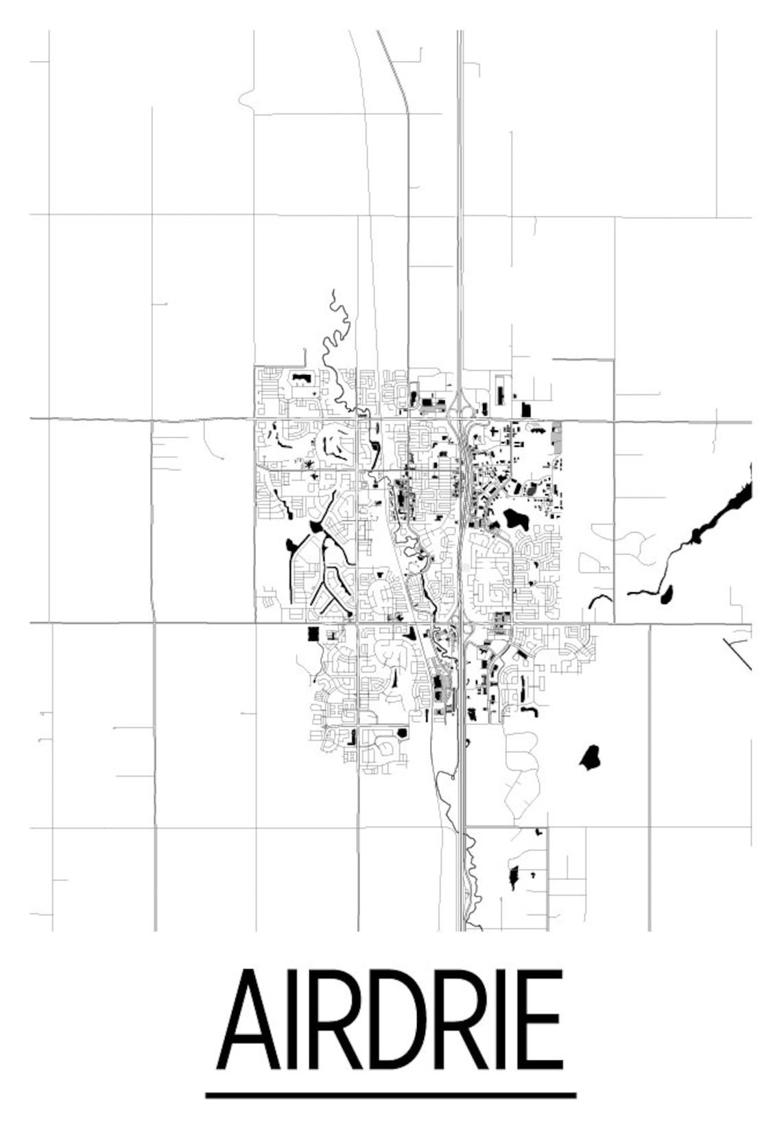 Airdrie Alberta Map Poster Alberta Map Print Art Deco - Etsy