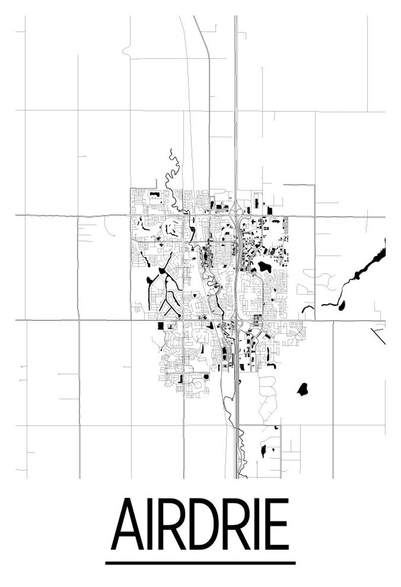 Airdrie Alberta Map Poster Alberta Map Print Art Deco - Etsy
