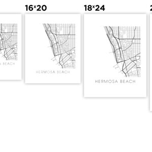 Hermosa Beach Map Black and White Print - California Black and White ...
