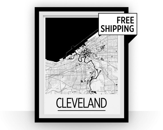 Cleveland Map Poster Usa Map Print Art Deco Series | Etsy