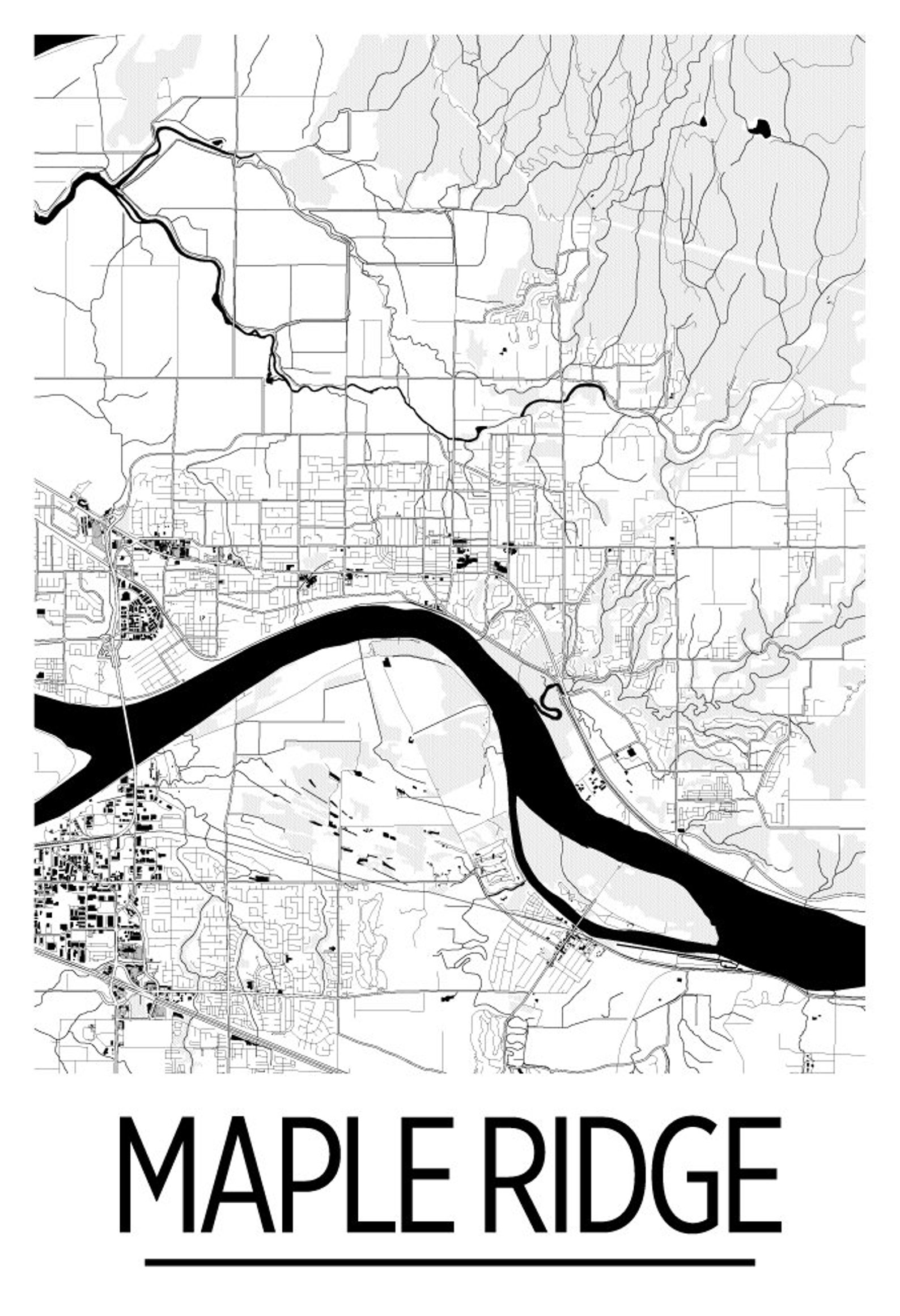 Maple Ridge British Columbia Map Poster British Columbia Map | Etsy