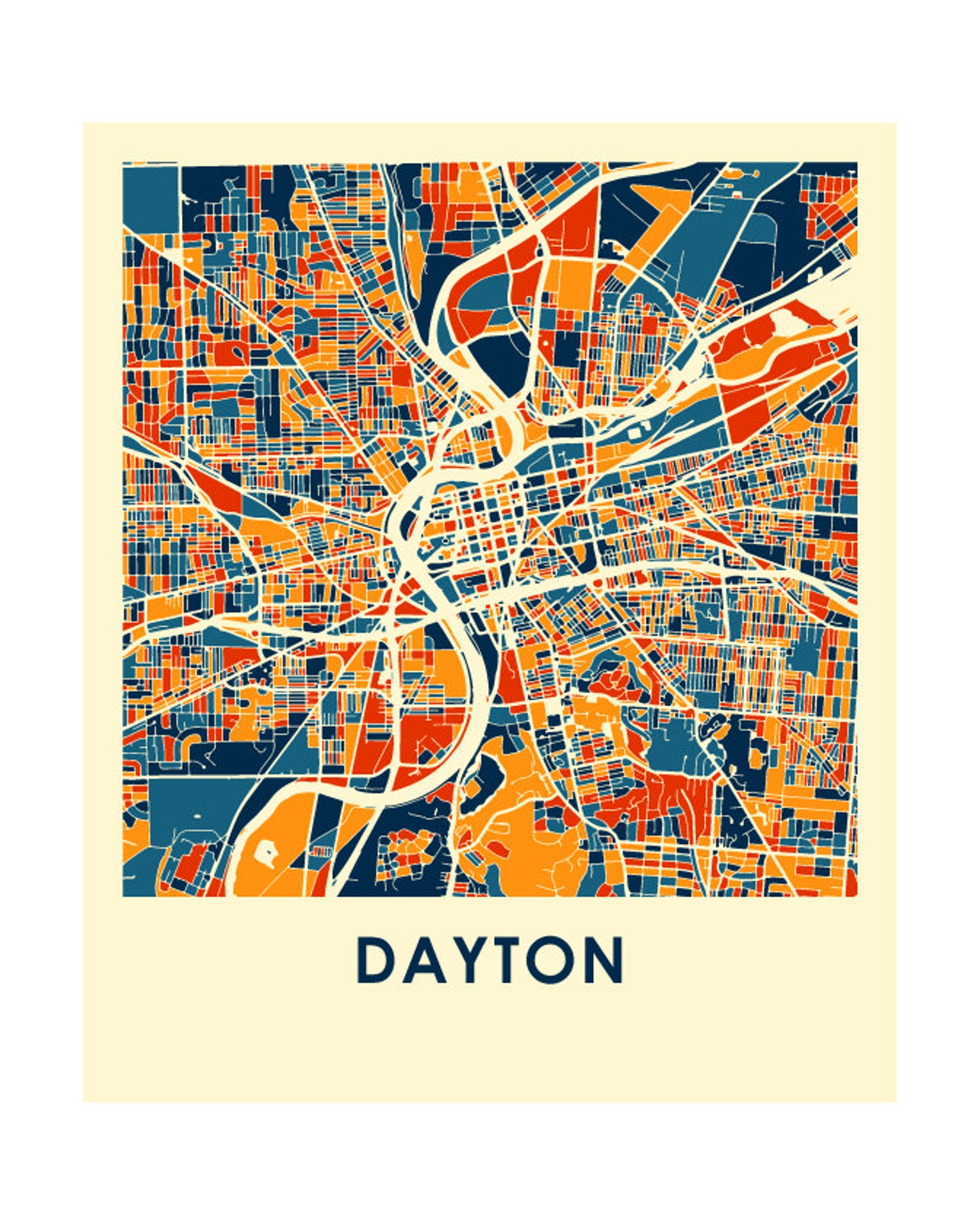 Dayton Map Print Full Color Map Poster | Etsy
