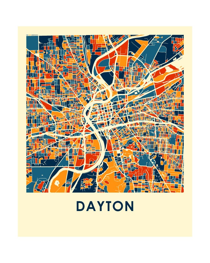 Dayton Map Print Full Color Map Poster - Etsy