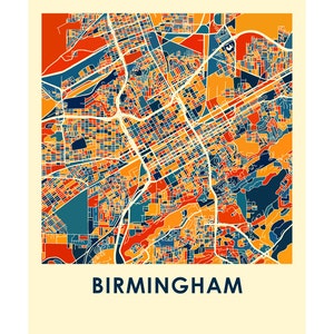 Birmingham Alabama Map Print - Full Color Map Poster - Etsy