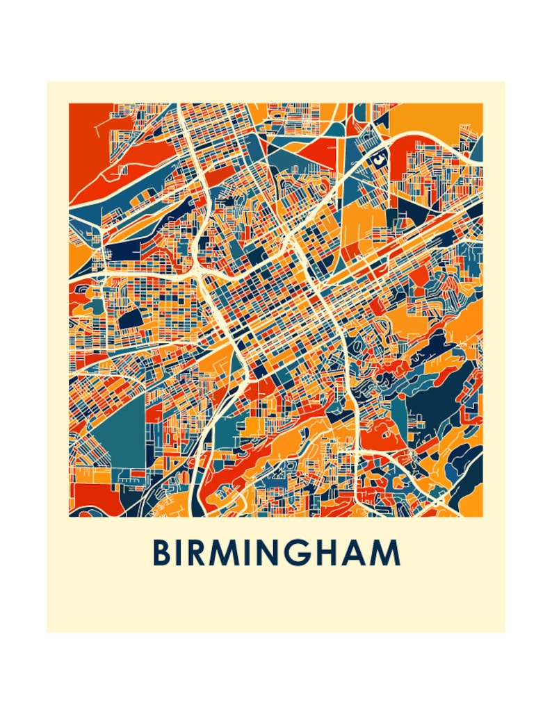 Birmingham Alabama Map Print Full Color Map Poster - Etsy