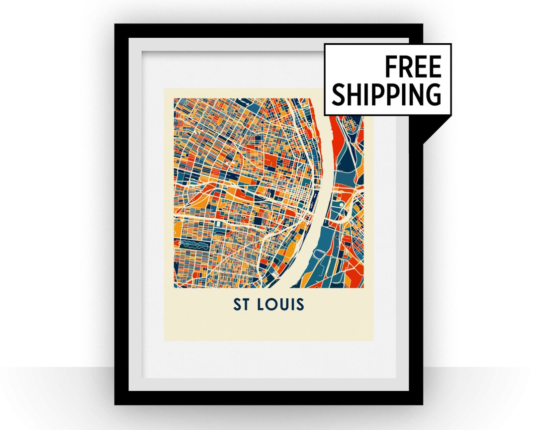 St Louis Map Print - Full Color Map Poster - Etsy