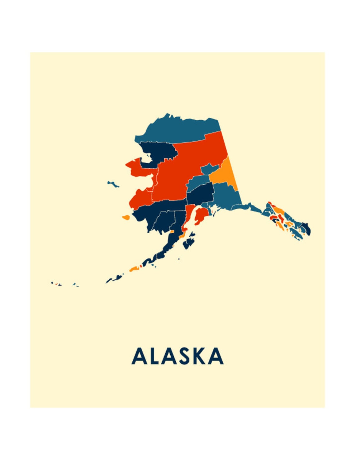 Alaska Map Print Full Color Map Poster - Etsy