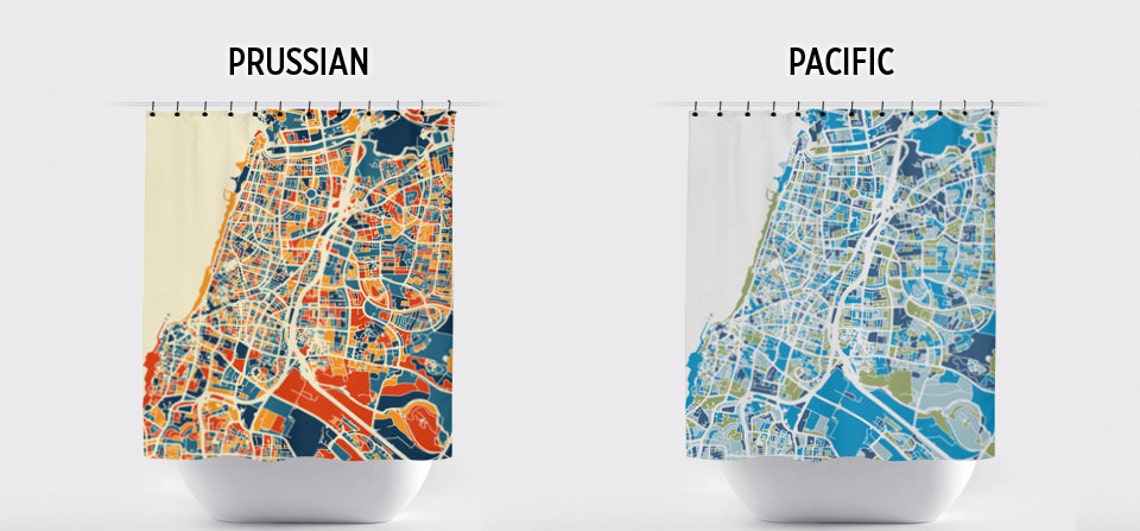 Tel Aviv Map Shower Curtain - Israel Shower Curtain - Chroma Series - Etsy