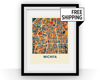 Wichita Kansas Map Street Map Vintage Poster Print Grunge - Etsy