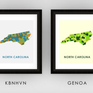 North Carolina Map Print - Full Color Map Poster - Etsy