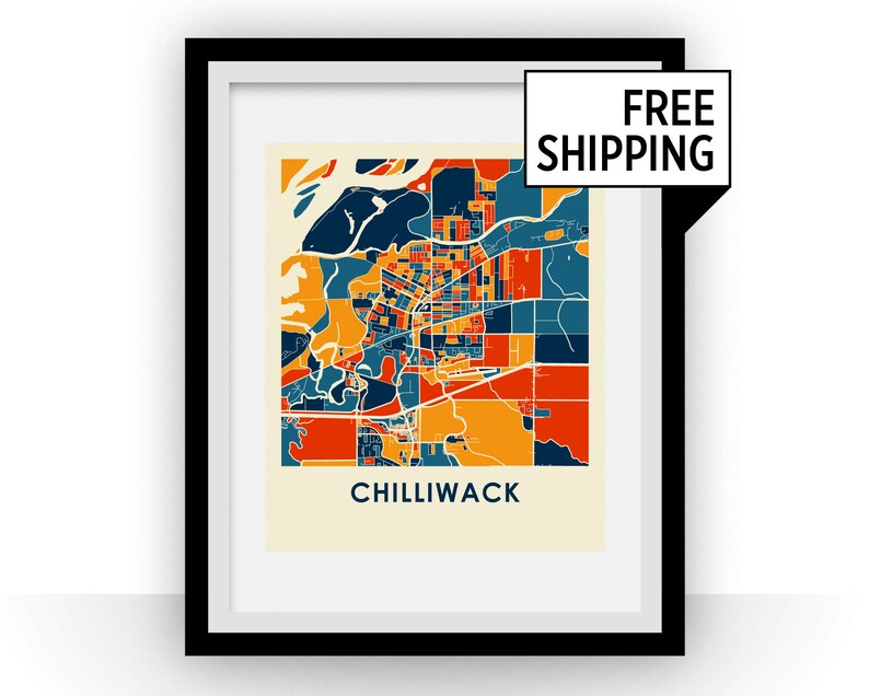 Chilliwack British Columbia Map Print - Full Color Map Poster - Etsy