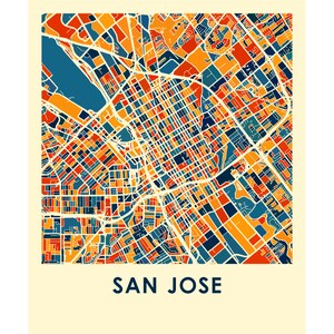 San Jose Map Print - Full Color Map Poster - Etsy