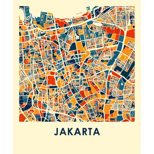 Jakarta Map Print - Full Color Map Poster - Etsy
