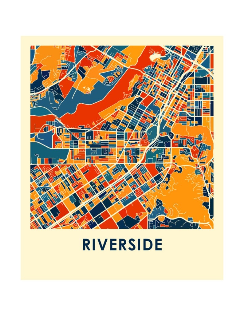 Riverside Map Print Full Color Map Poster - Etsy