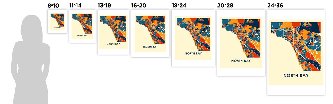 North Bay Ontario Map Print - Full Color Map Poster - Etsy