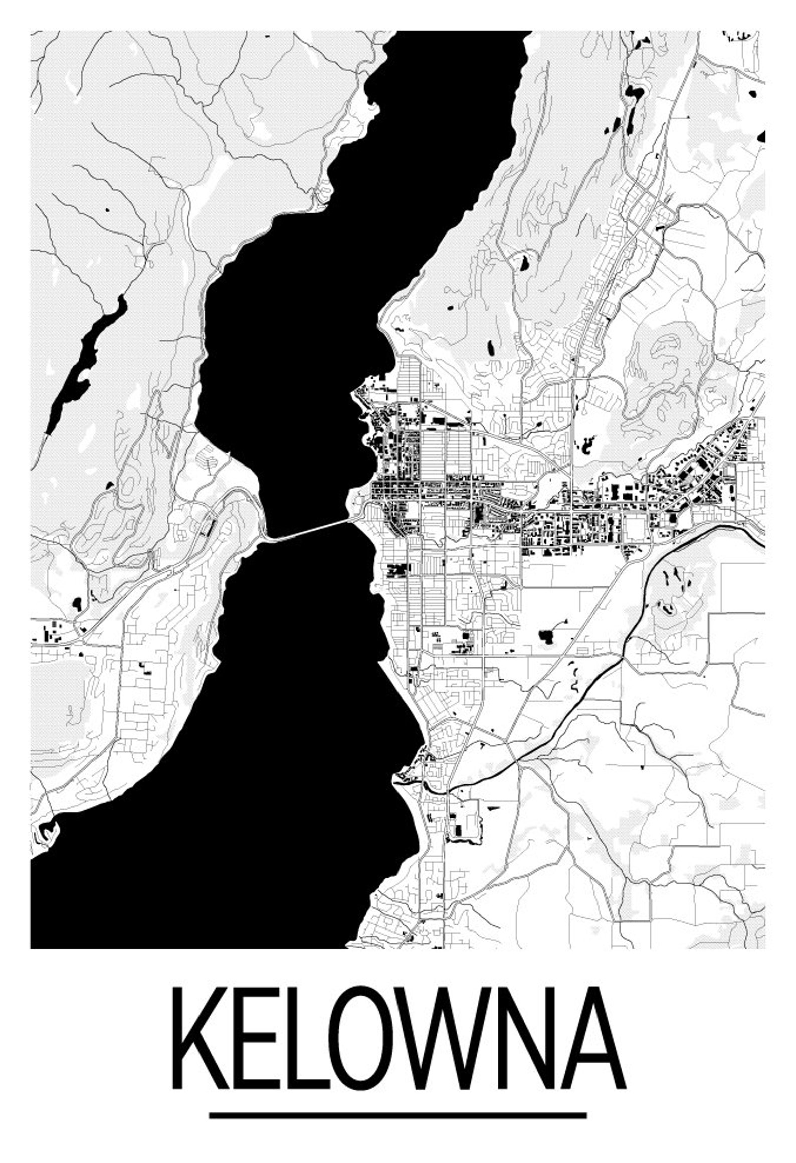 Kelowna British Columbia Map Poster British Columbia Map - Etsy